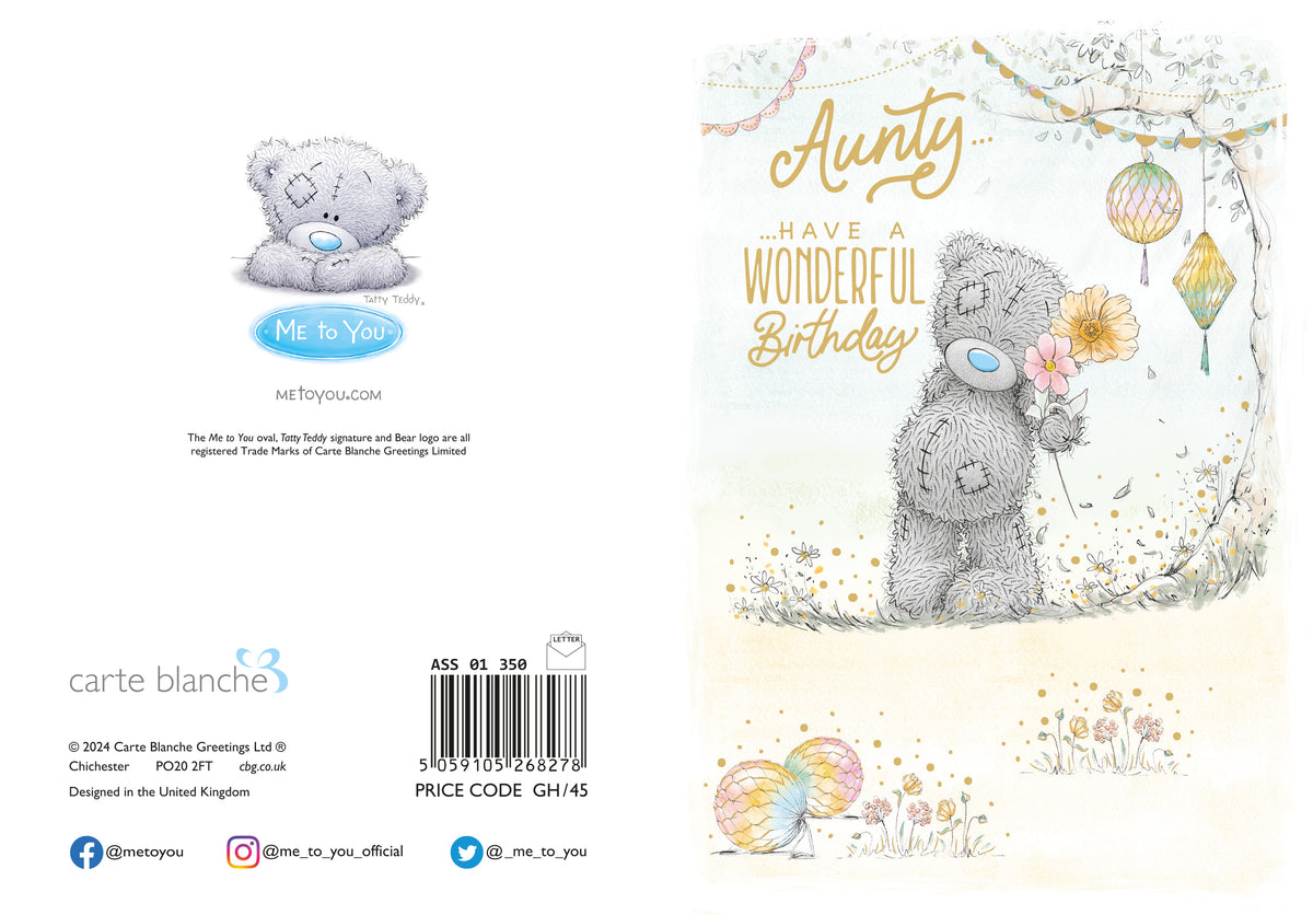 Me To You Tatty Teddy Aunty Have A Wonderful Birthday Card | Me To You®